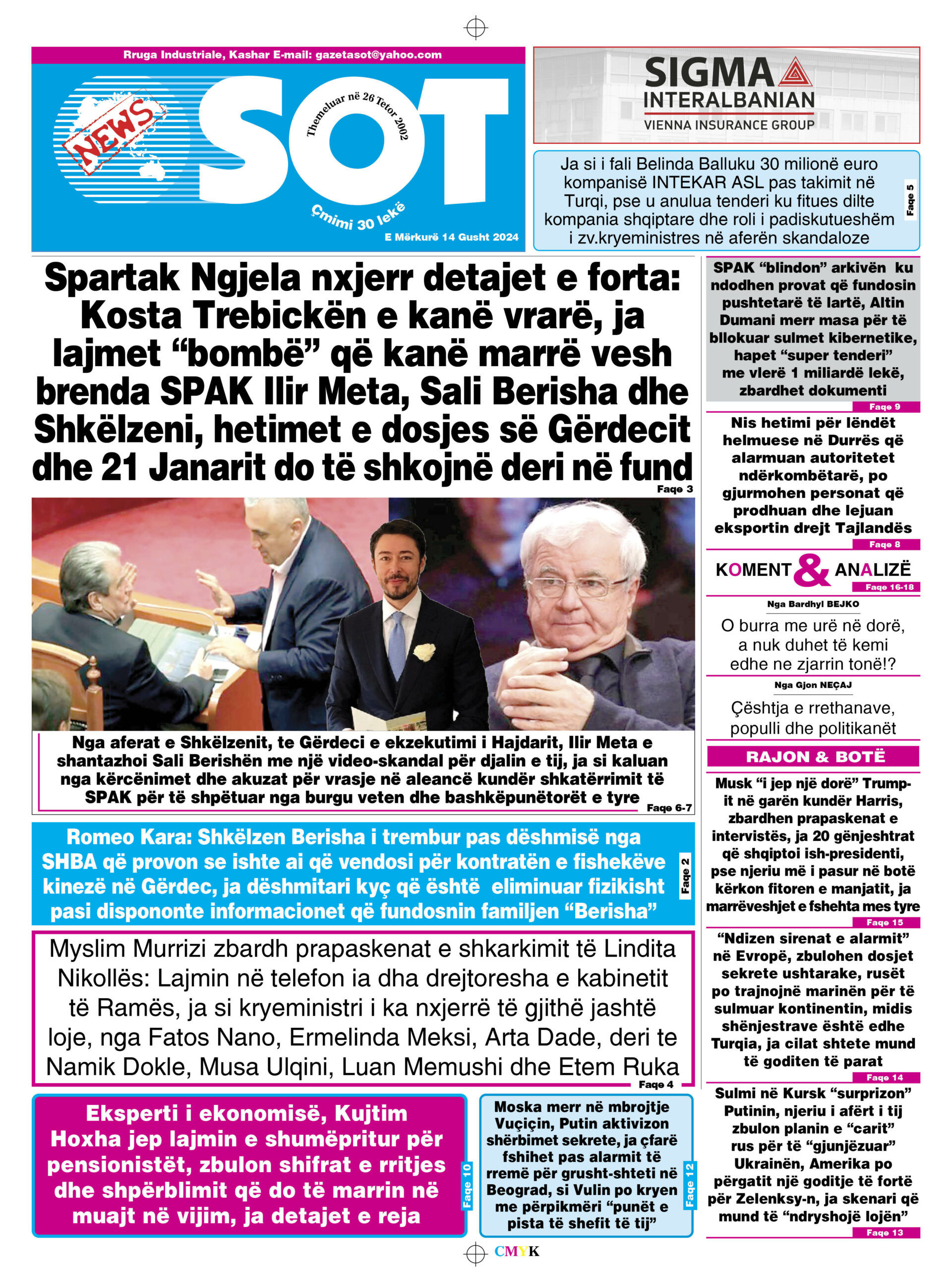 Sot në Print- 14 Gusht 2024 – Sot News | News