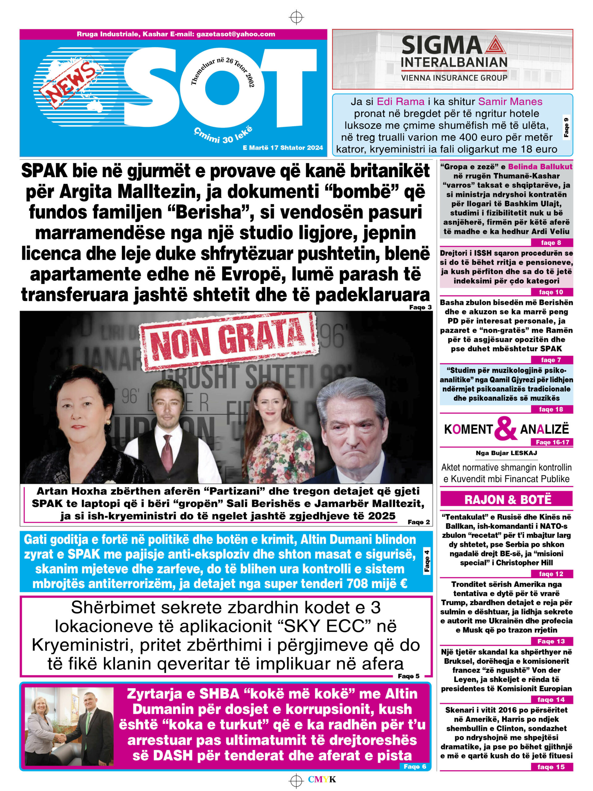 Sot në Print – 17 Shtator 2024 – Sot News | News