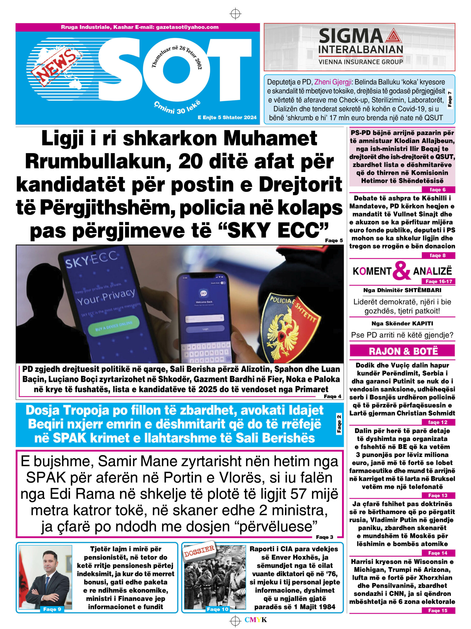 Sot në Print- 5 Shtator 2024 – Sot News | News