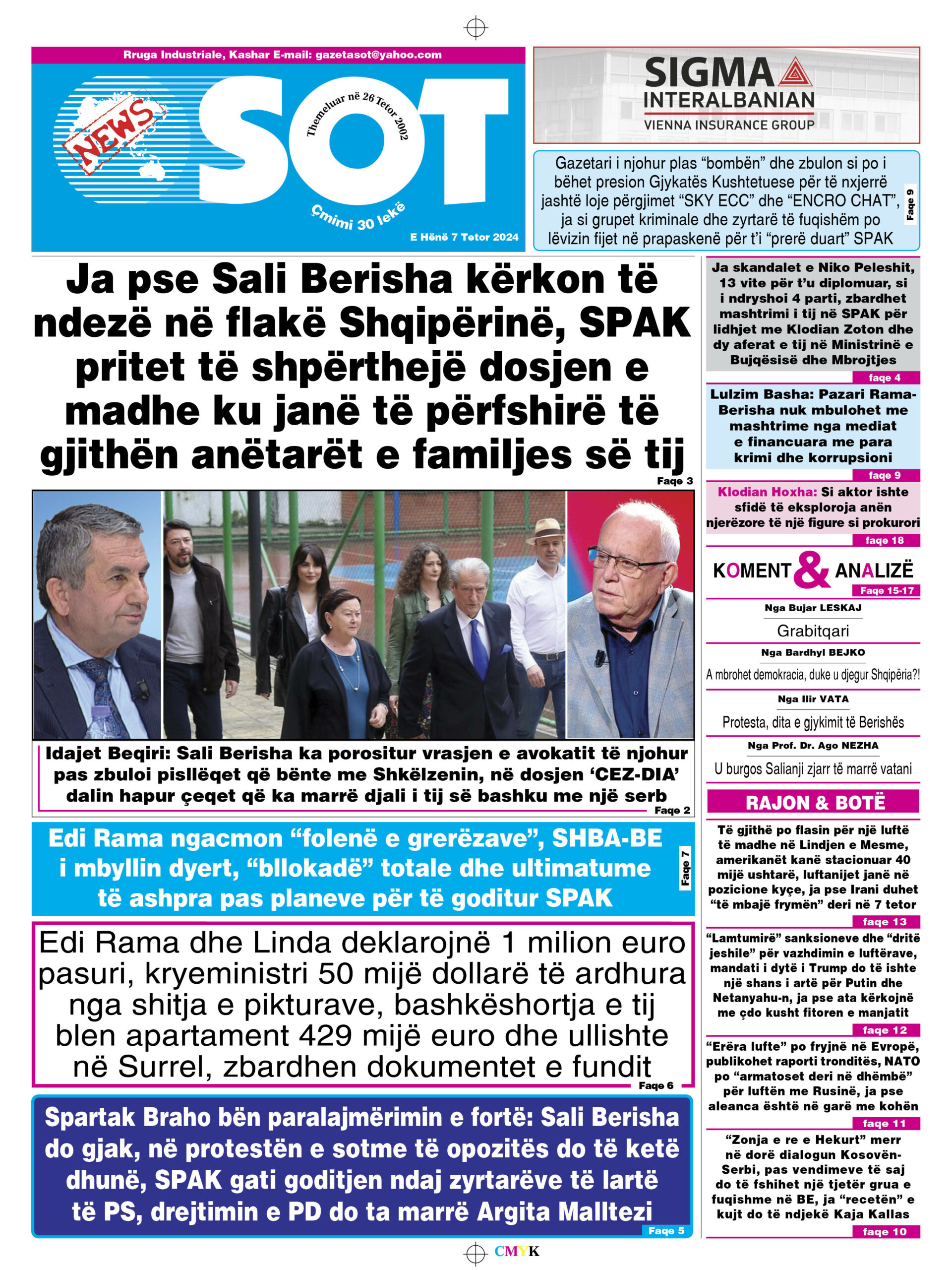 Sot në Print – 7 Tetor 2024 – Sot News | News