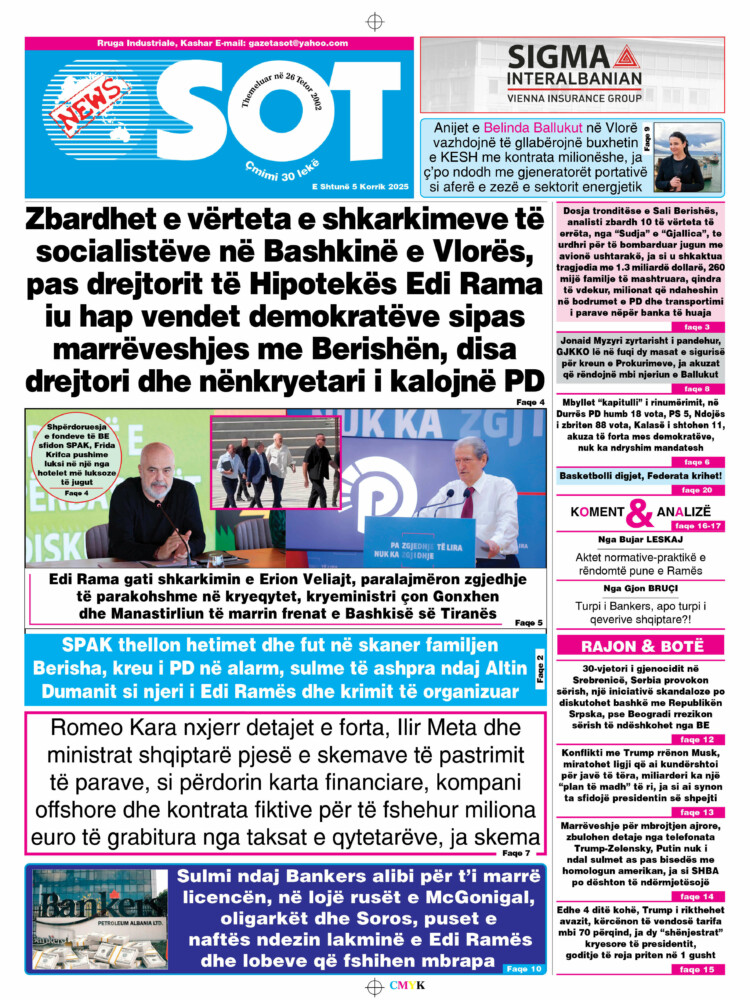 Sot në Print – 5 Korrik 2025 – Sot News | News